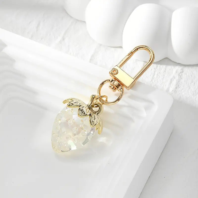 WHITE STRAWBERRY KEYCHAIN – CONFETTIMYPARTY