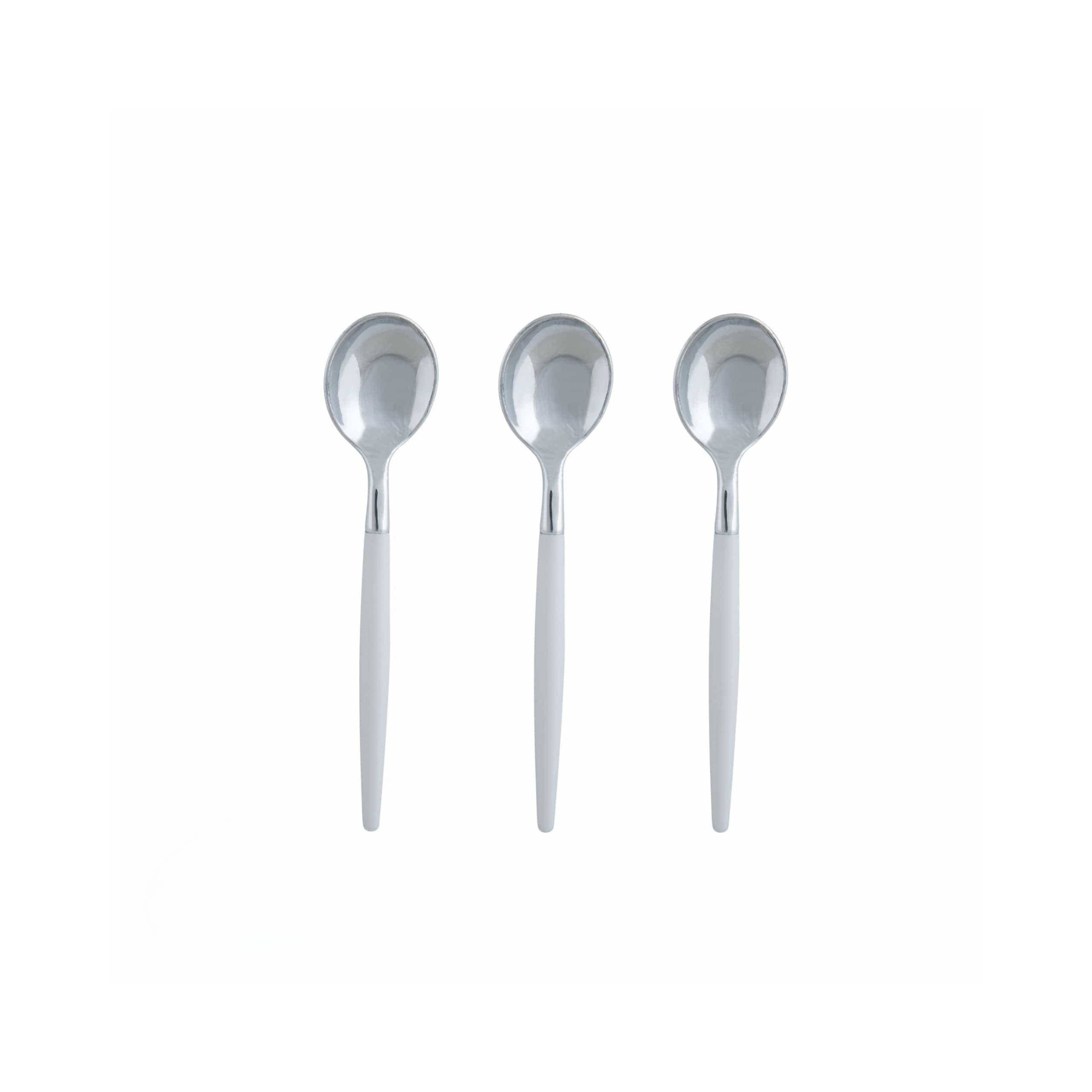 CLEAR & SILVER PLASTIC MINI SPOONS – CONFETTIMYPARTY