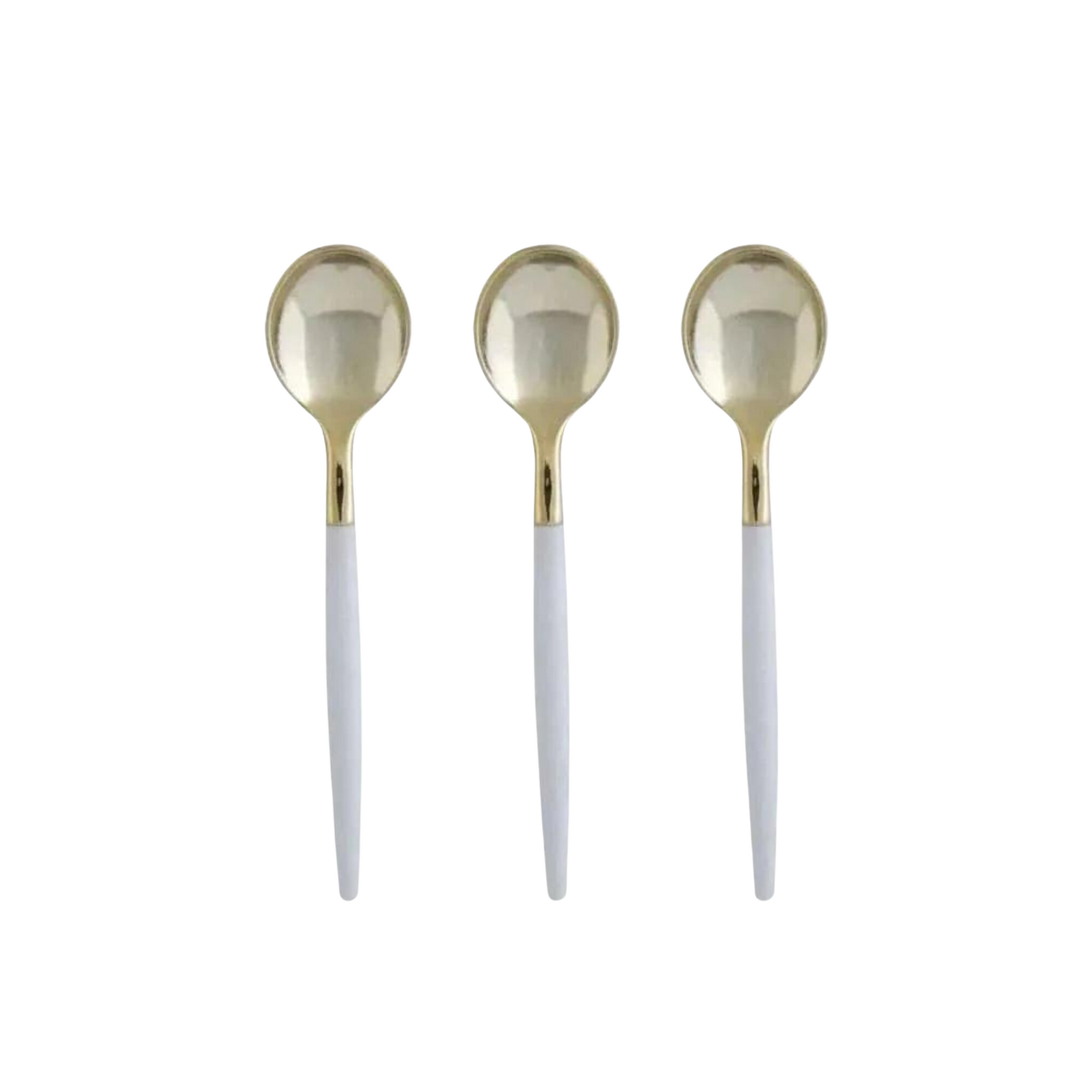 CLEAR & GOLD REUSABLE MINI SPOONS – CONFETTIMYPARTY