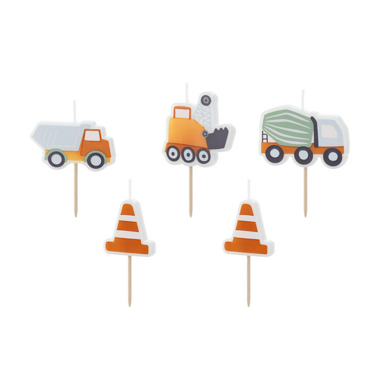 CONSTRUCTION BIRTHDAY CANDLE SET – CONFETTIMYPARTY