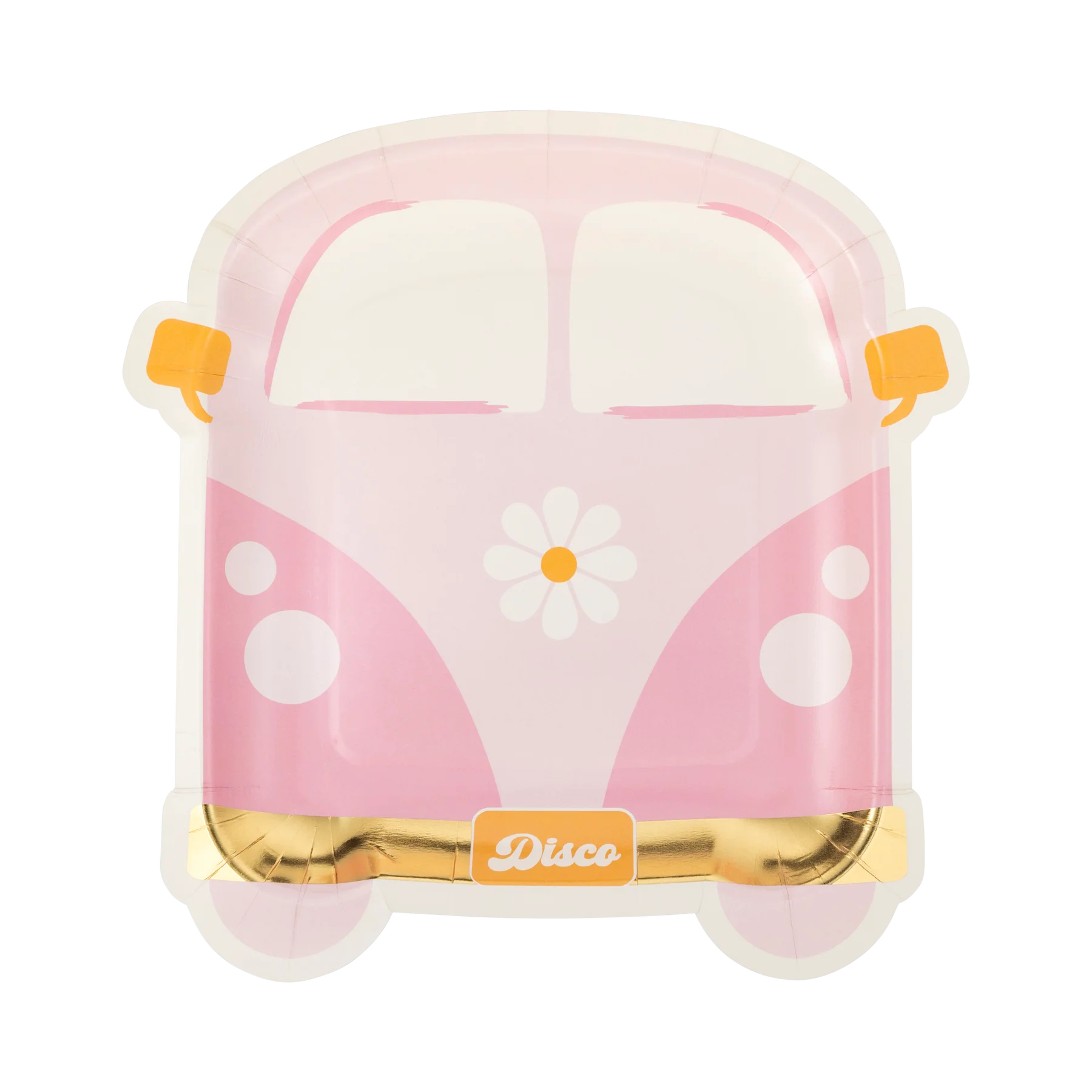 DISCO DAISY VAN SHAPED PAPER PLATES – CONFETTIMYPARTY