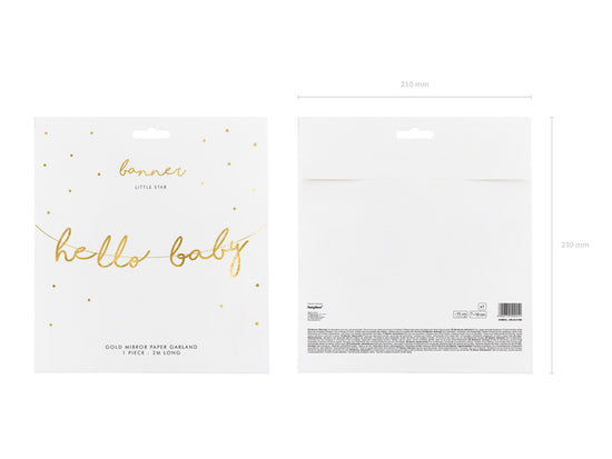 GOLD HELLO BABY BANNER – CONFETTIMYPARTY