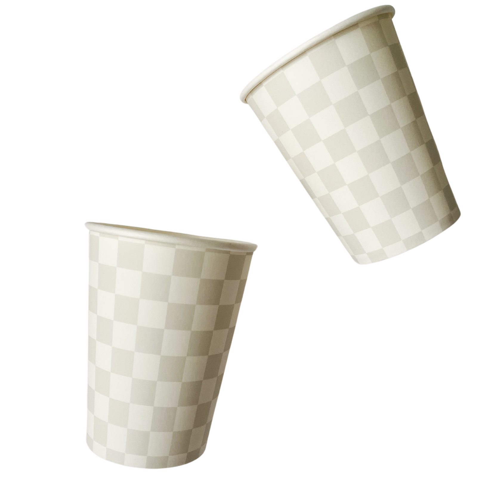 LARGE CHECKERED GRAY CUPS – CONFETTIMYPARTY