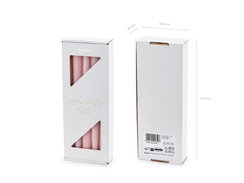 MATTE DUSTY ROSE TAPER CANDLES – CONFETTIMYPARTY