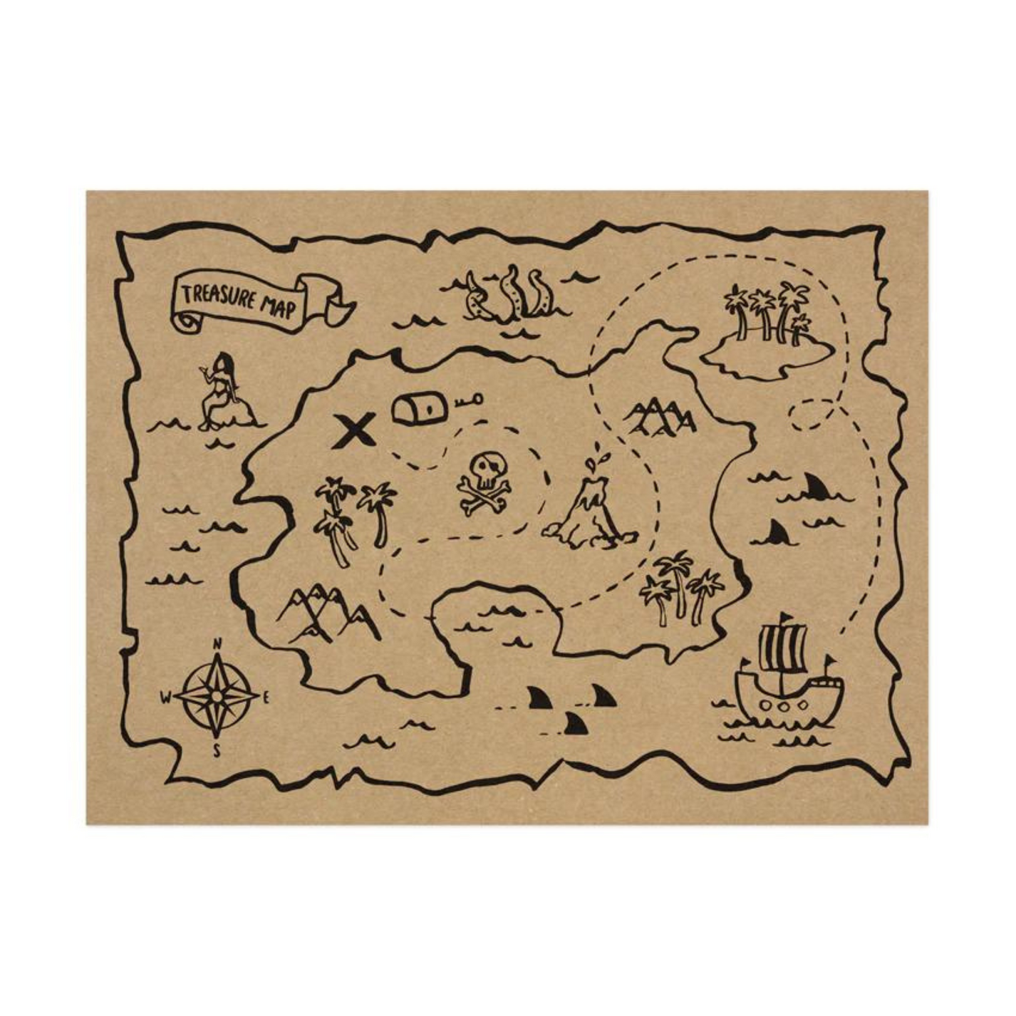 PIRATE TREASURE MAP PAPER PLACEMATS – CONFETTIMYPARTY