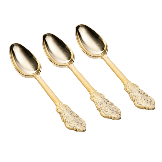 VENETIAN DESIGN GOLD REUSABLE SPOONS – CONFETTIMYPARTY
